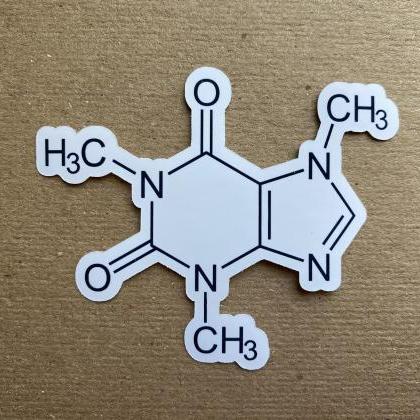 Caffeine Molecule Sticker | Laptop Sticker | Water Bottle Sticker ...