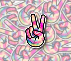 Tie Dye Peace Sign Sticker | Hippie Sticker | Cool Sticker | Small Gift ...