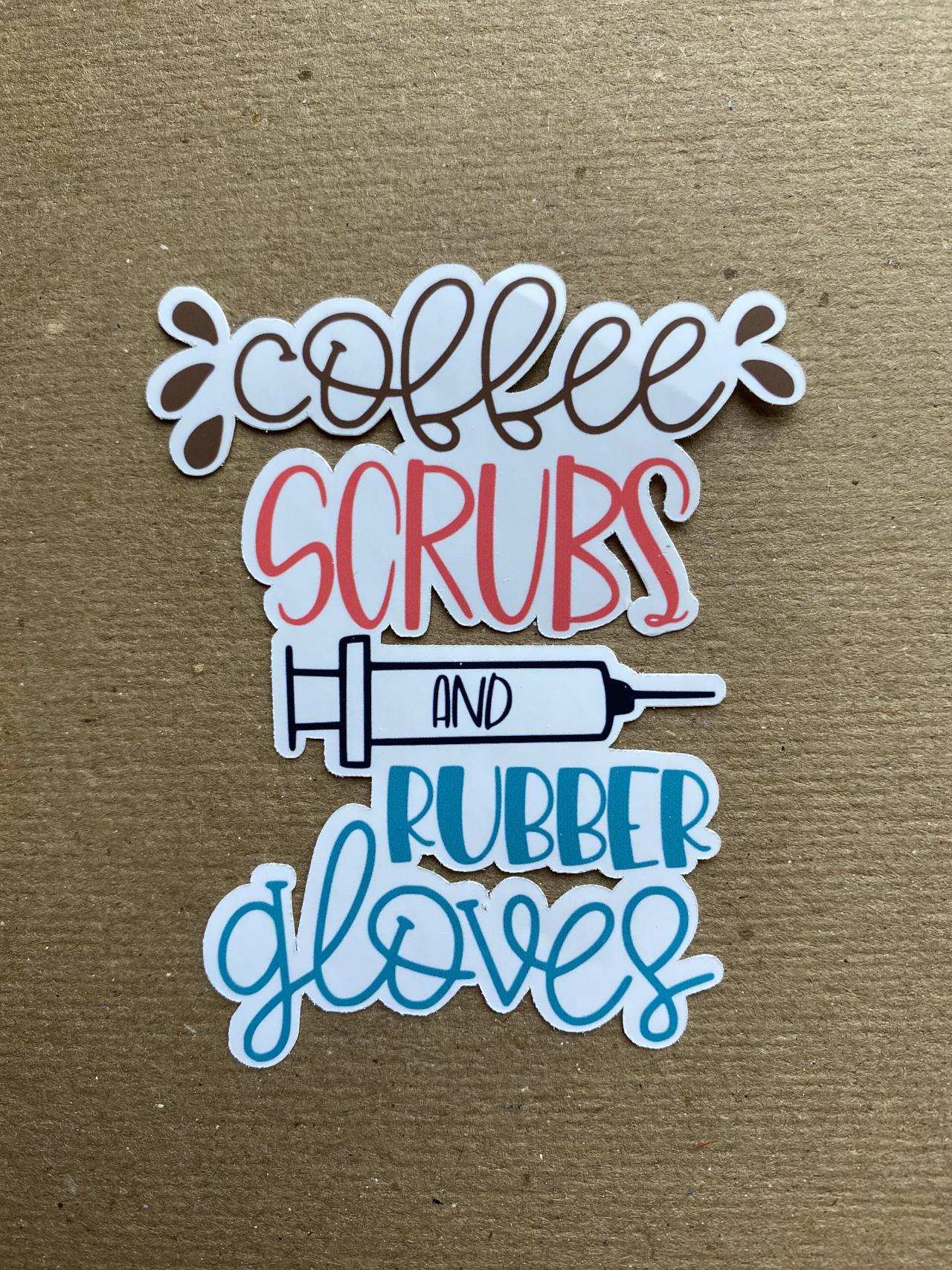 Coffee Scrubs And Rubber Gloves Sticker | Laptop Sticker | Water Bottle ...