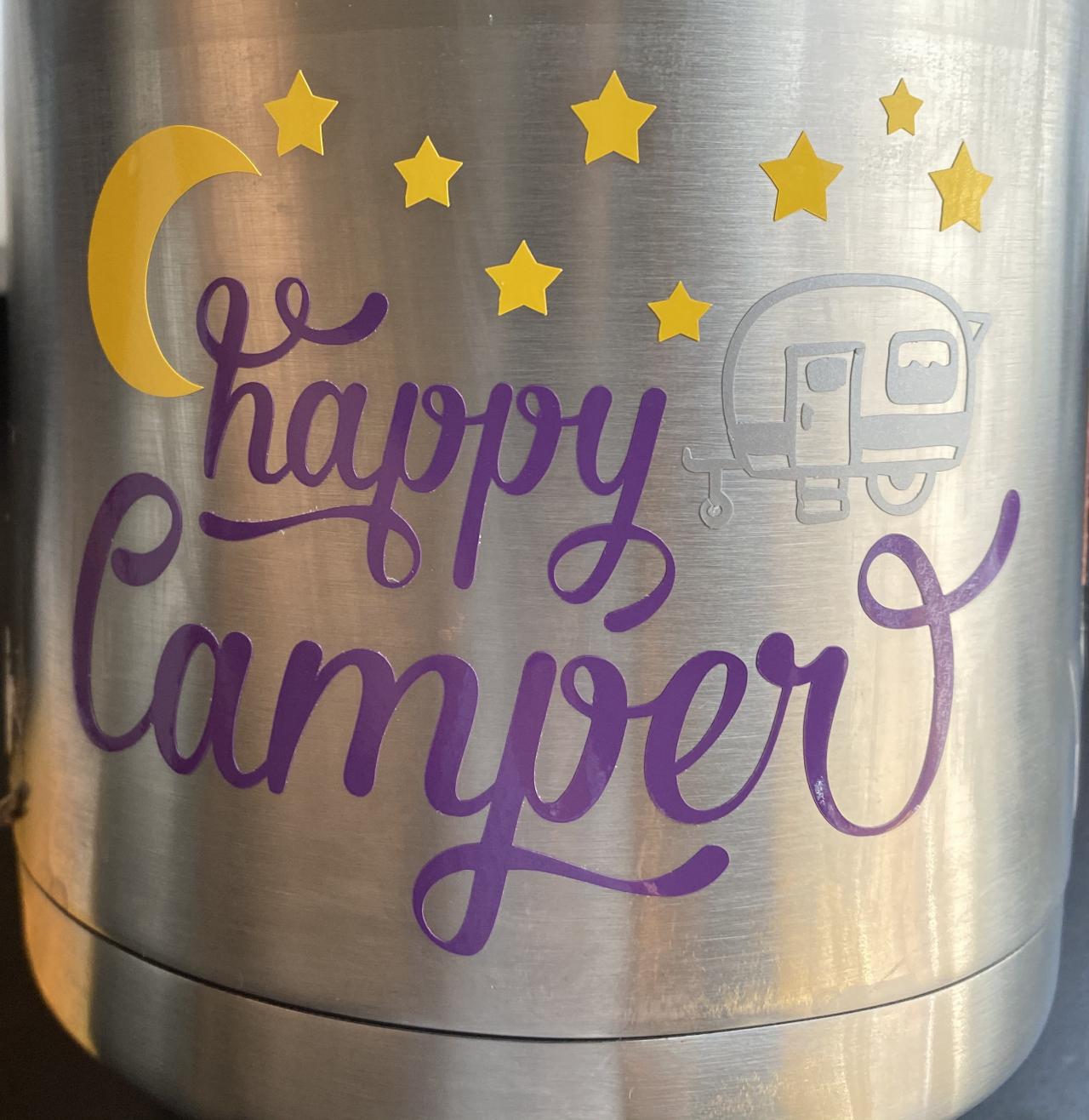 Happy Camper Sticker Decal, Water Bottle Sticker Decal, Camping Sticker ...