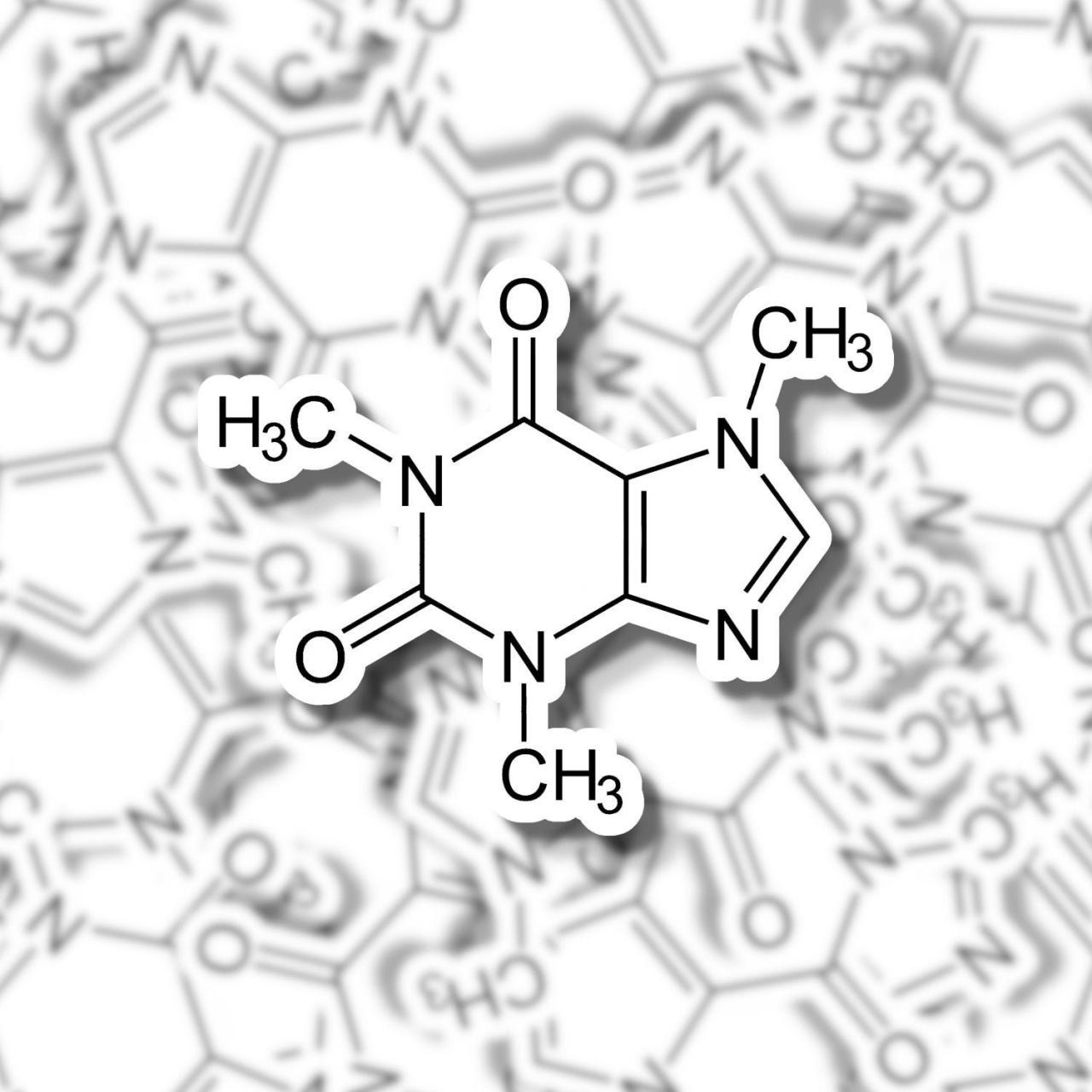 Caffeine Molecule Sticker | Laptop Sticker | Water Bottle Sticker ...