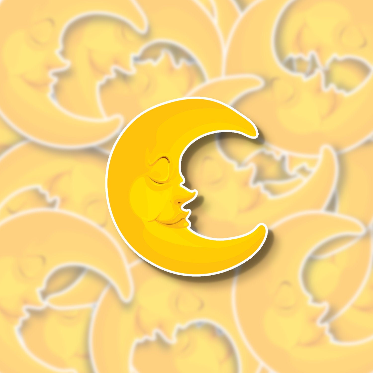 Moon Sticker Decal | Smiling Moon Sticker Decal | Space Sticker Decal ...